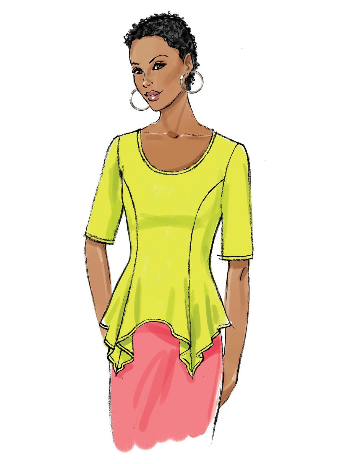 Misses' Handkerchief-hem or Peplum Tops Butterick Sewing - Etsy