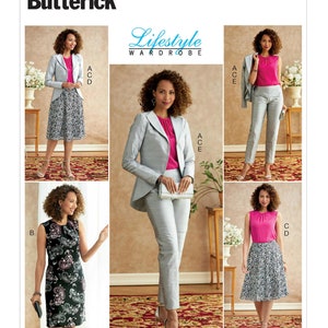 Misses' Jacket, Dress, Top, Skirt, & Pants Butterick Sewing Pattern ...