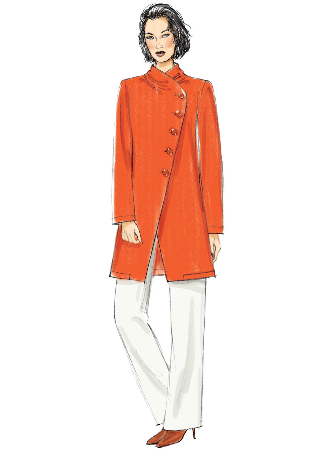Misses Asymmetrical Jacket, and Pull-on Pants Vogue Sewing Pattern ...