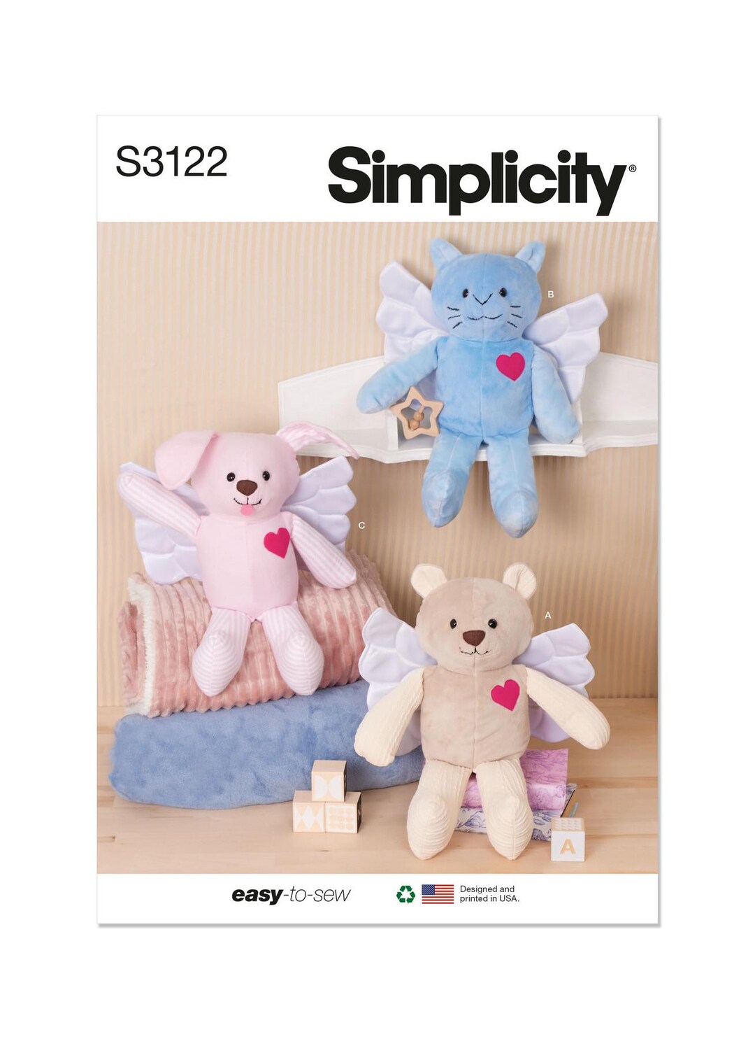 Memory Plush Animals With Wings Simplicity Sewing Pattern S3122 Uncut ...