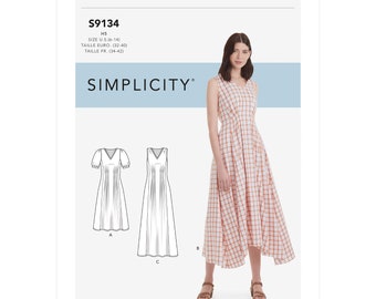 Uncut Simplicity Sewing Pattern 10595 9134 Misses' Released Pleat Dress ...