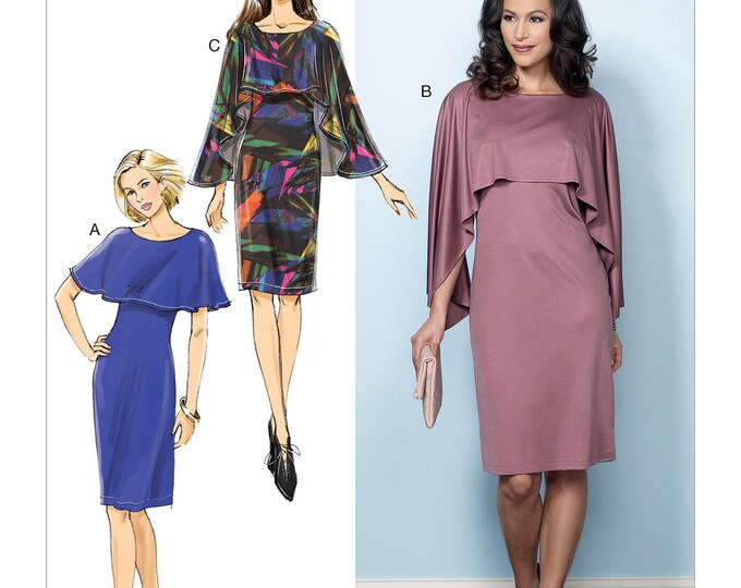 Sewing Pattern Womens' Pullover Dresses W/ Attached Capelets, Butterick ...