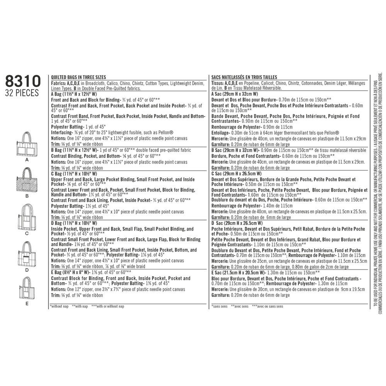 Quilted Bags in Three Sizes Simplicity Sewing Pattern 8310 Uncut, FF - Etsy