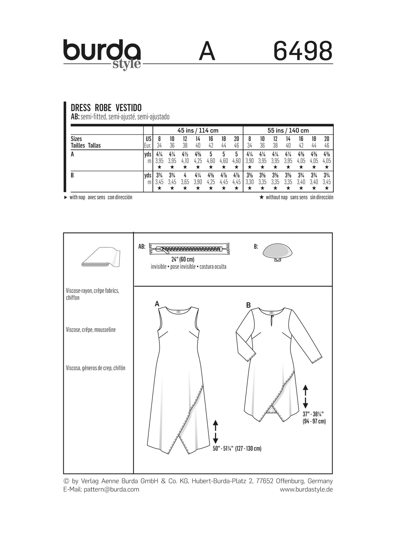 Misses' Two Layered Dress Burda Style Sewing Pattern 6498 Uncut, FF - Etsy