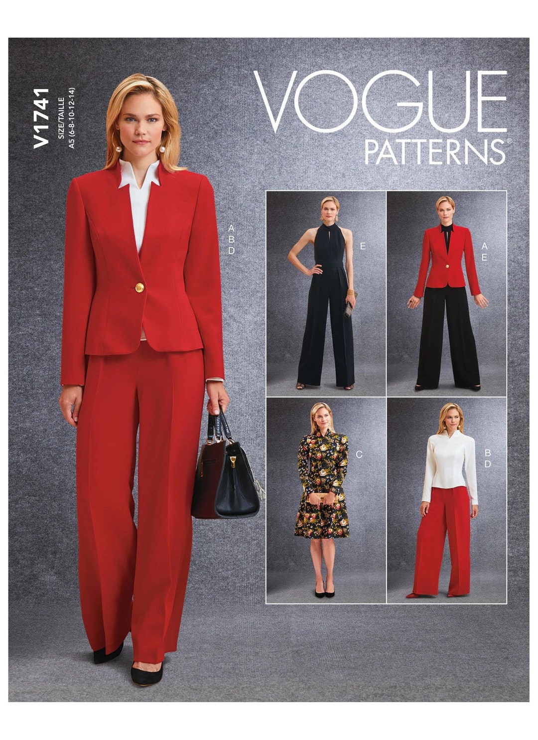 Misses Jacket, Top, Dress, Pants and Jumpsuit Vogue Sewing Pattern ...
