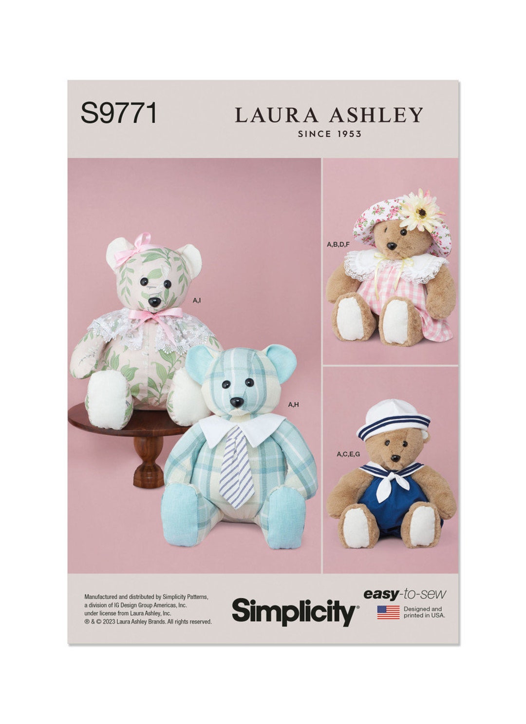 Plush Bear With Clothes and Hats by Laura Ashley Simplicity Sewing ...