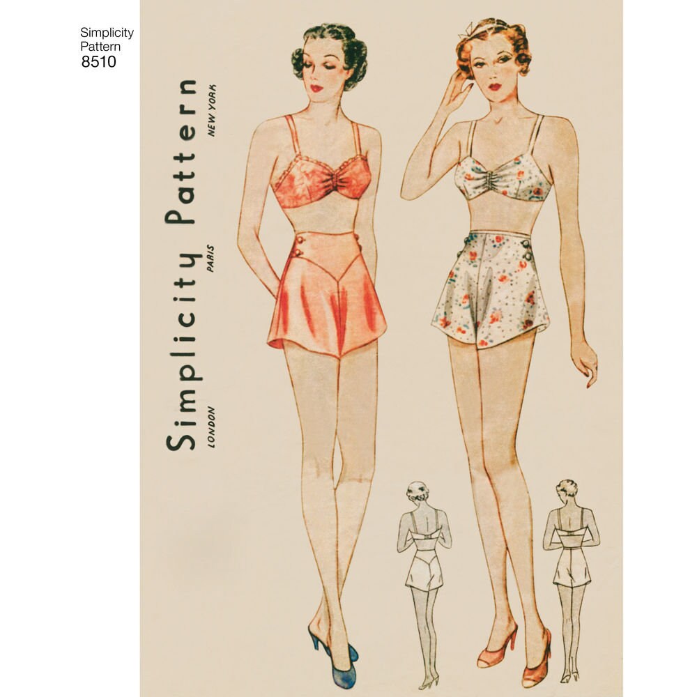 Misses' Vintage Brassiere and Panties Simplicity Sewing Pattern 8510 ...