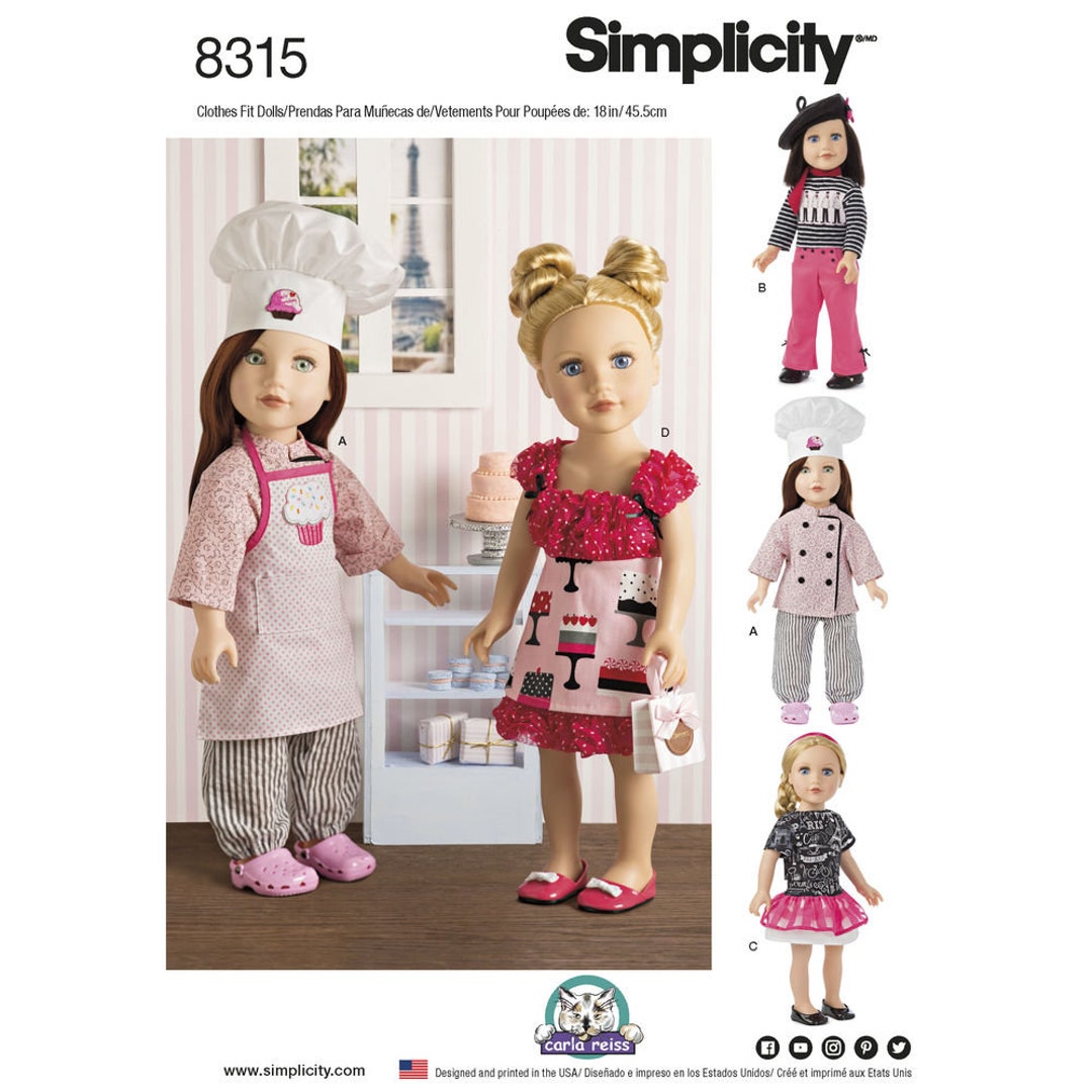 18 Chef Doll Clothes Simplicity Sewing Pattern 8315 - Etsy