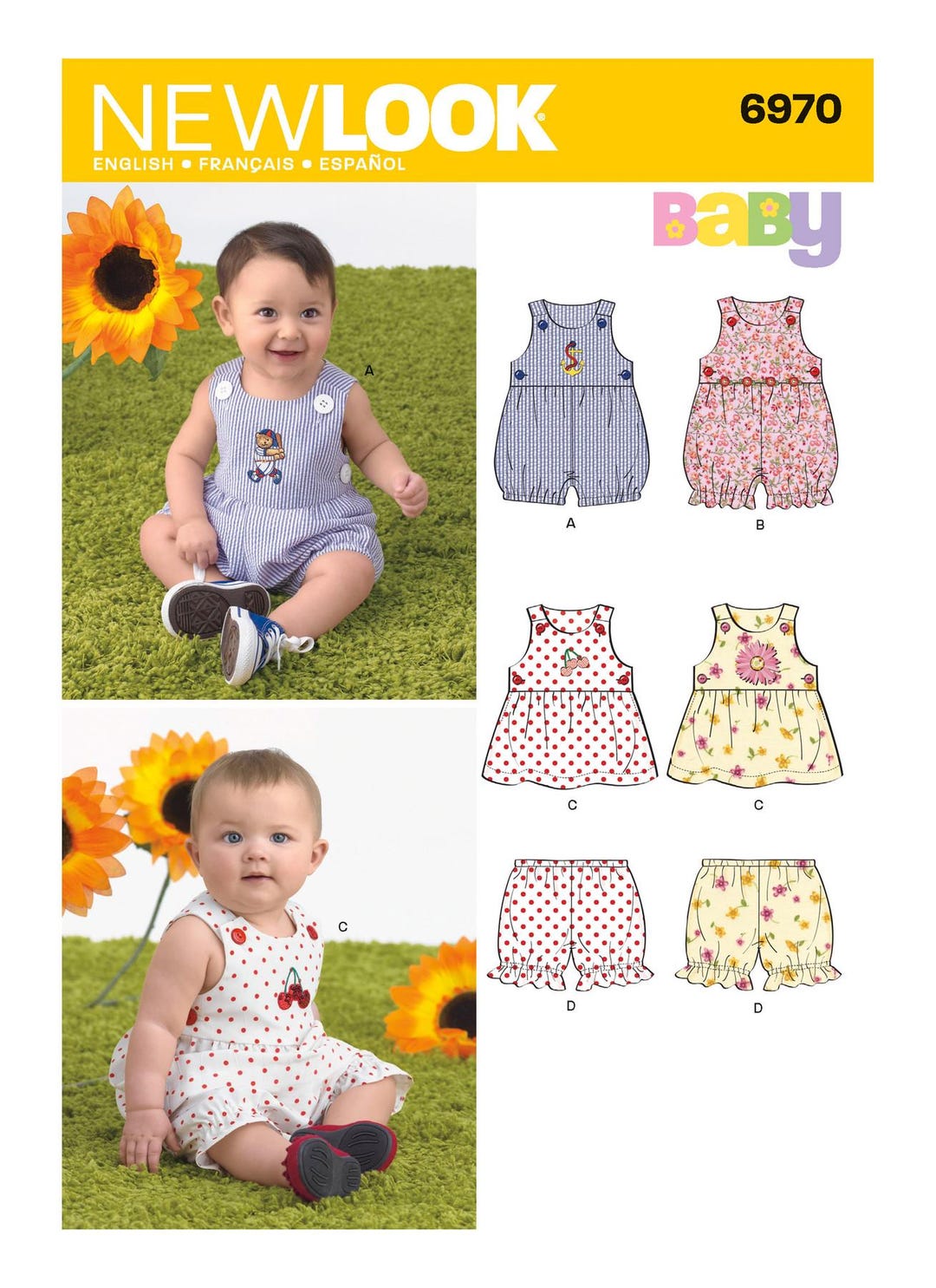 Babies' Romper, Dress & Panties New Look Sewing Pattern N6970 Uncut, FF - Etsy