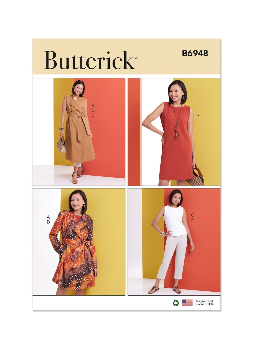 Misses Jacket and Vest With Belt, Top, Dress and Pant Butterick Sewing ...