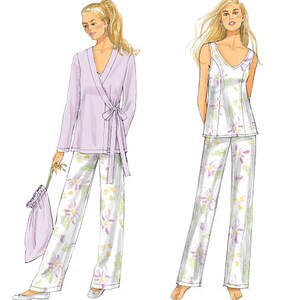 Misses Side-tie Robe, Top, Gown, Pants and Drawstring Bag Butterick ...