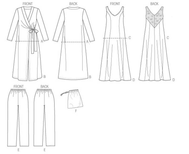 Misses' Side-tie Robe Top Gown Pants and Drawstring Bag - Etsy