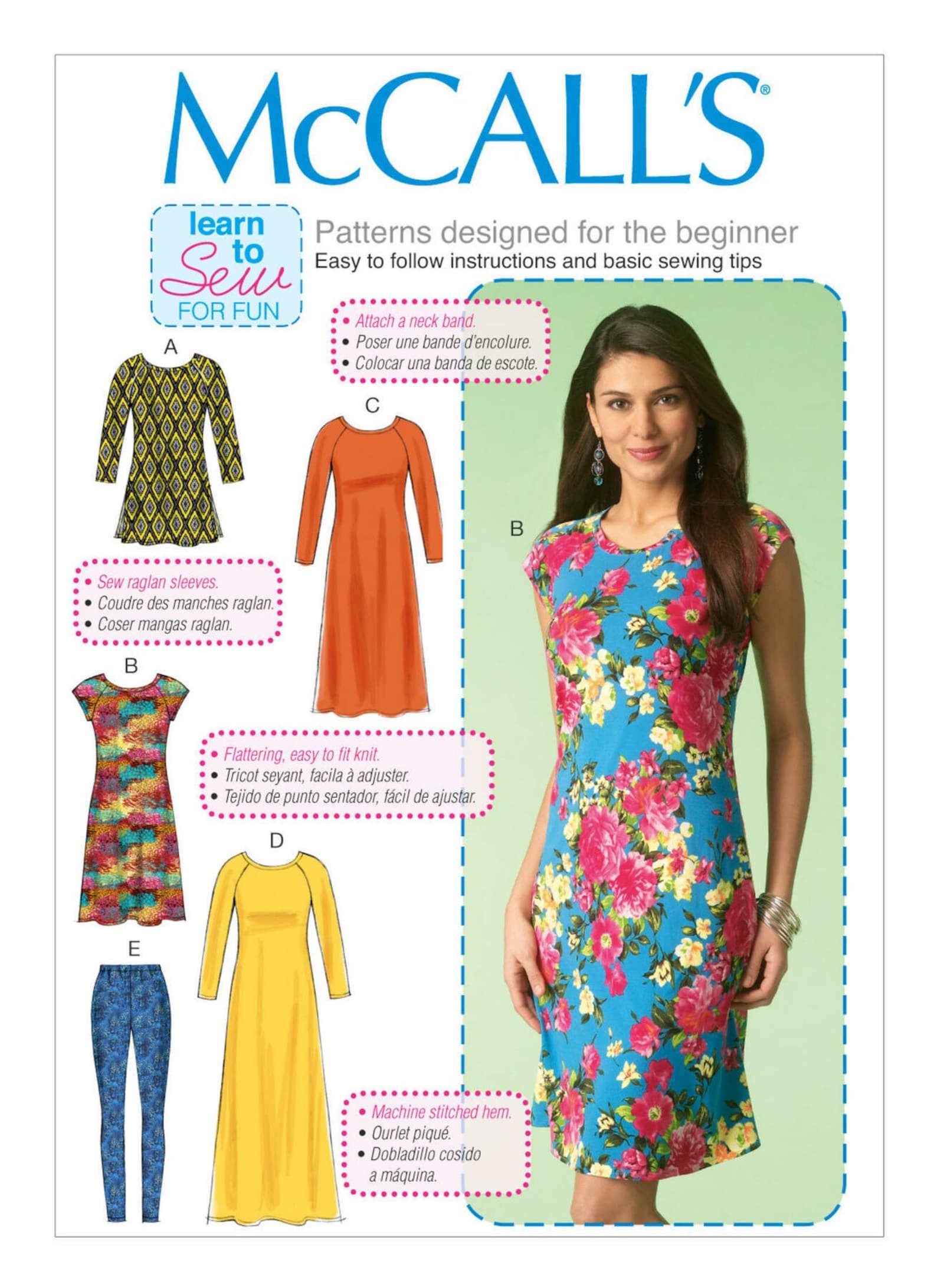 Misses Raglan Tunic, Dresses and Leggings Mccall's Sewing Pattern M7122 ...