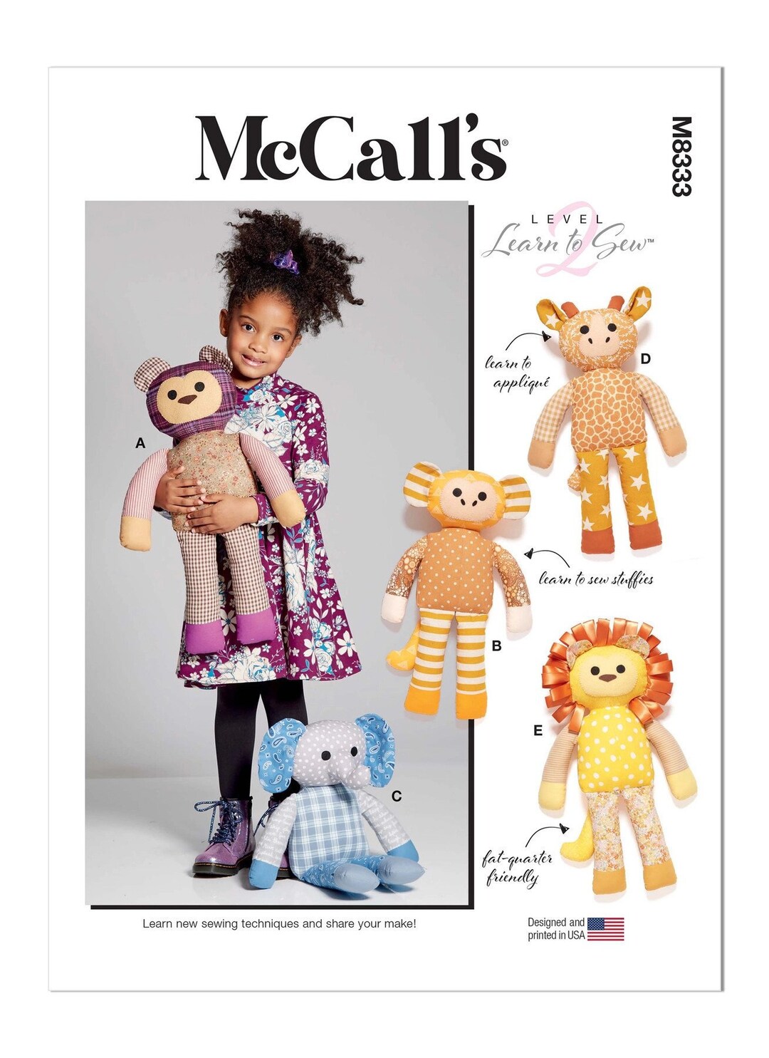 Plush Animals Mccall's Sewing Pattern M8333 Uncut, FF - Etsy