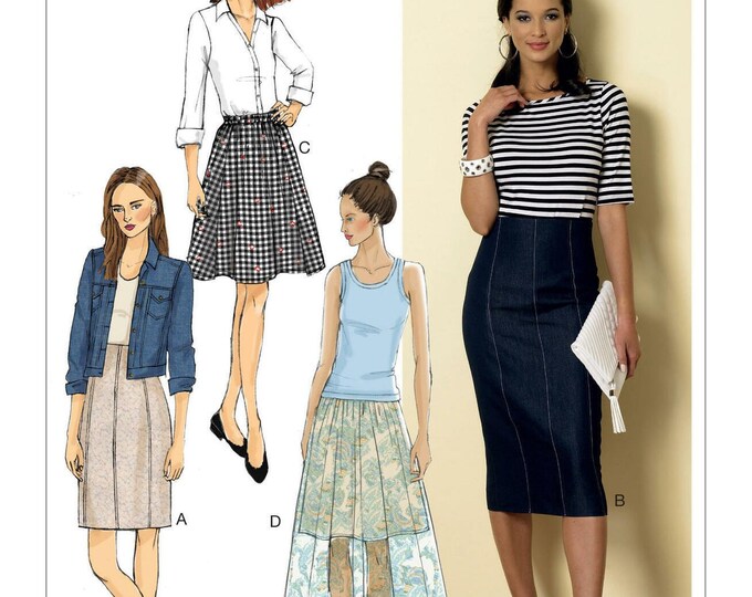 Misses Raised-waist or Elastic-waist Skirts Butterick Sewing Pattern ...
