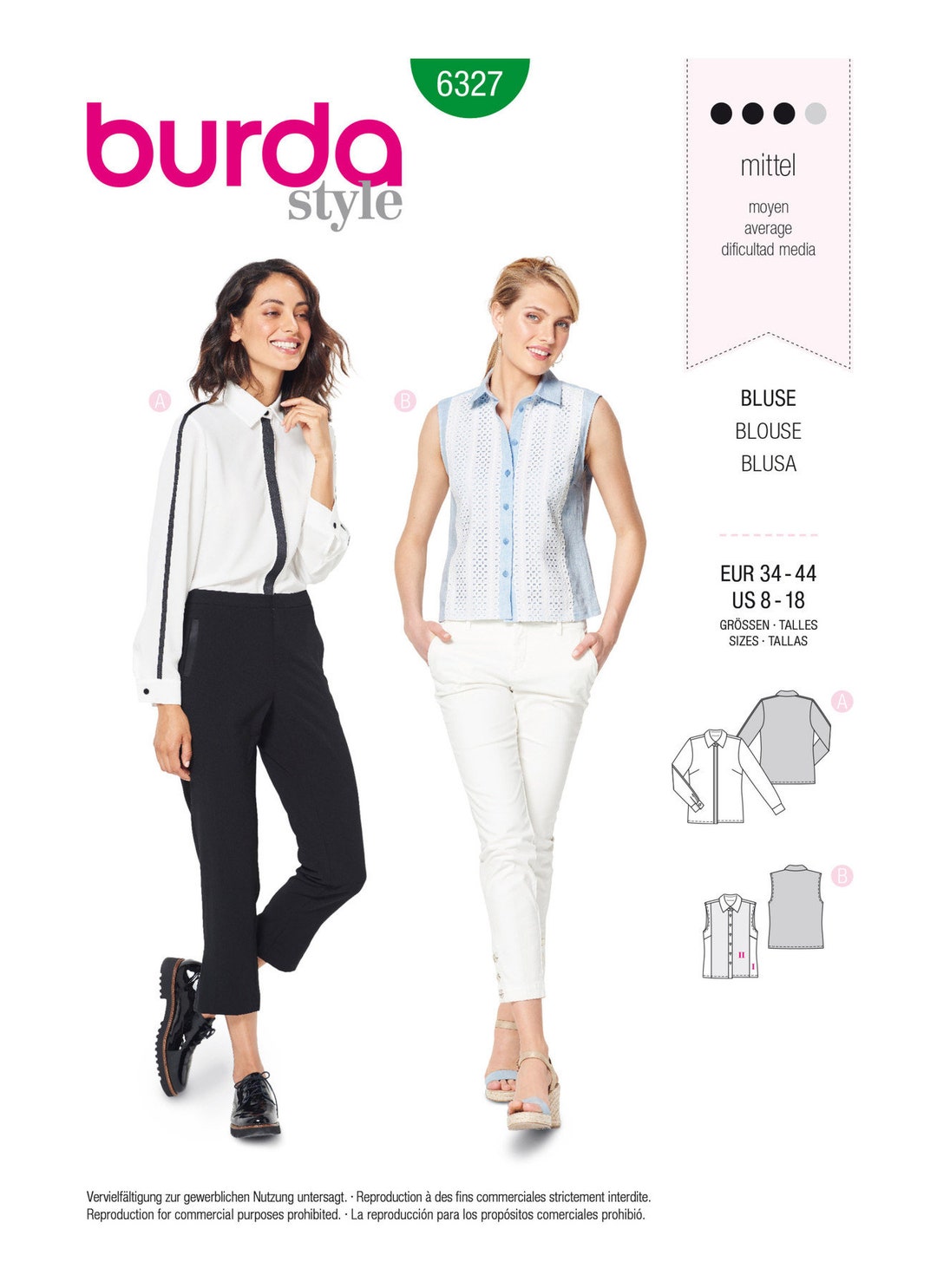 Misses' Shirt Burda Style Sewing Pattern 6327 Uncut, FF - Etsy