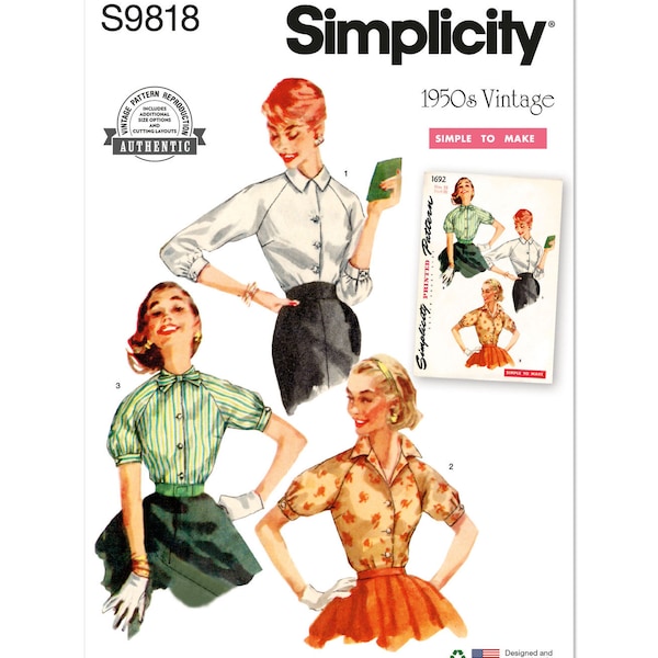 Simplicity Sewing Pattern Blouse - Etsy