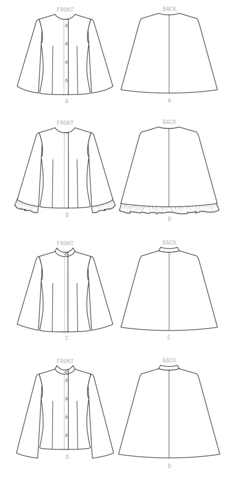 Misses' Cape Butterick Sewing Pattern B6603 - Etsy