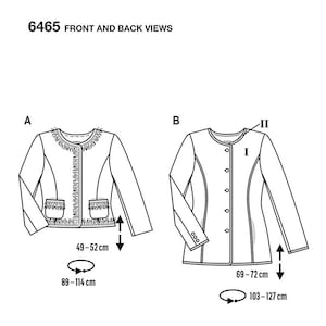 Misses' Collarless Jacket Burda Style Sewing Pattern 6465 Uncut, FF - Etsy