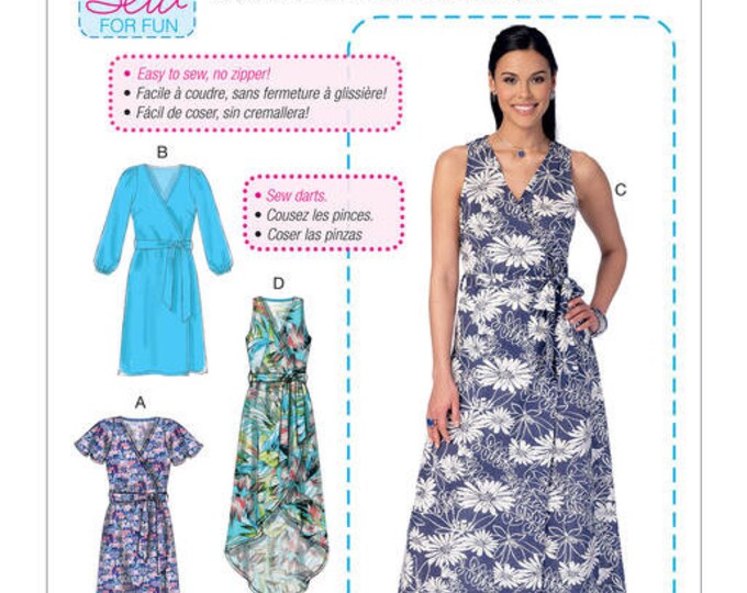 Misses' Wrap Dresses and Belt Mccall's Sewing Pattern M7406 Uncut, FF ...