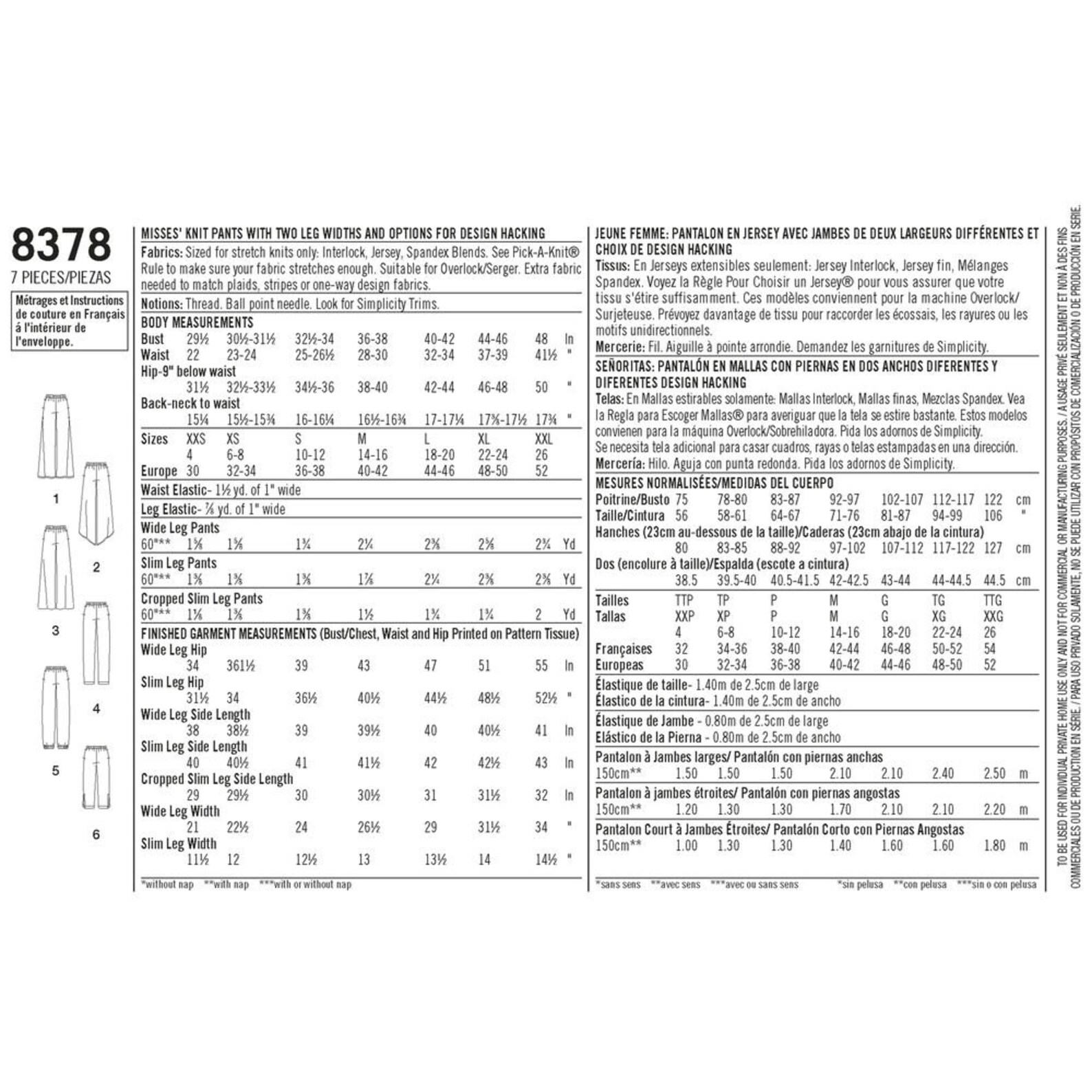 Misses Knit Pants With Two Leg Widths and Options for Design Hacking ...