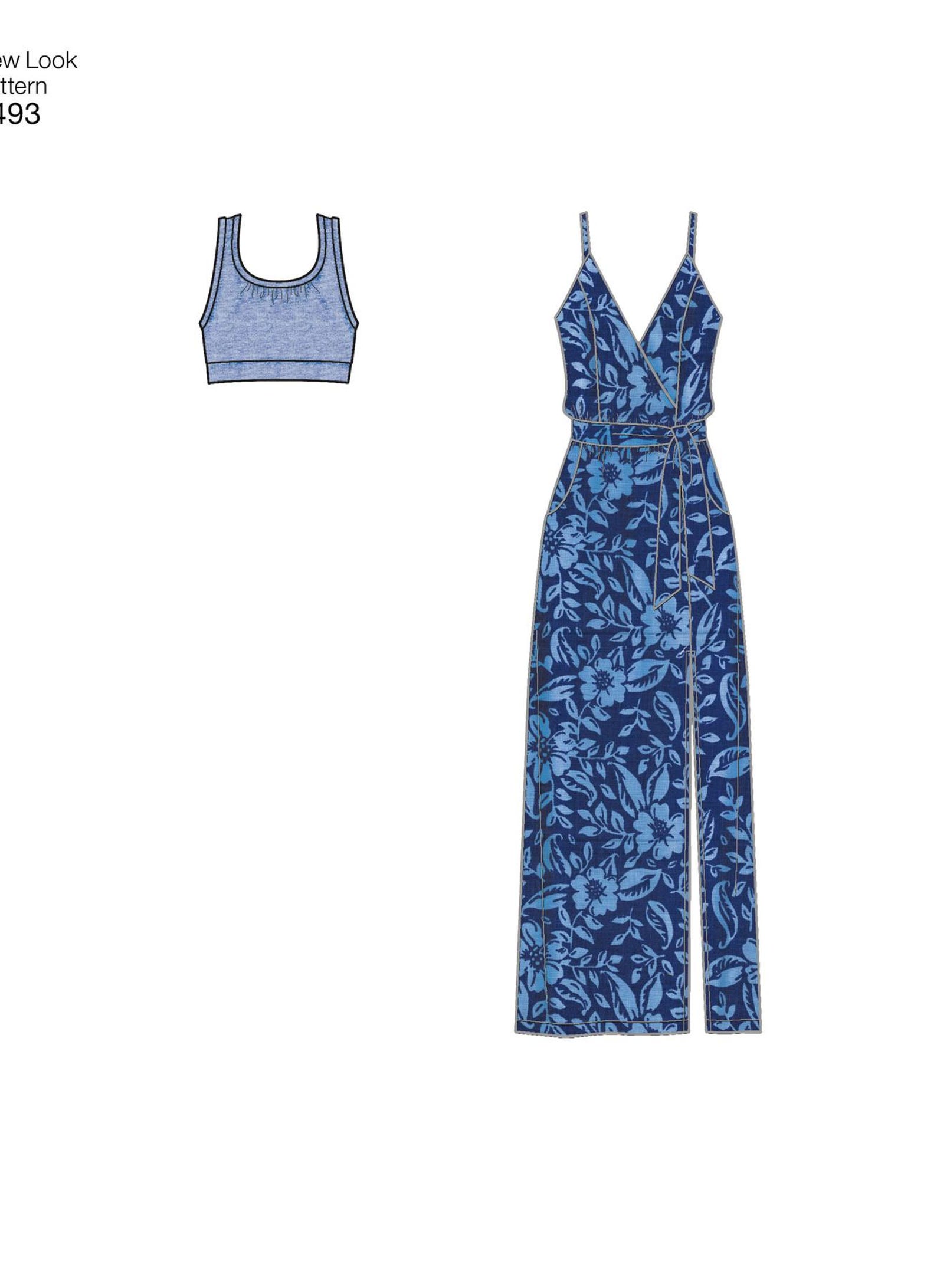 Misses' Jumpsuit and Dress in Two Lengths With Bralette New Look Sewing ...