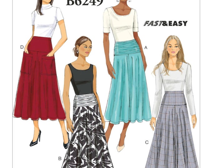 Misses Raised-waist or Elastic-waist Skirts Butterick Sewing Pattern ...