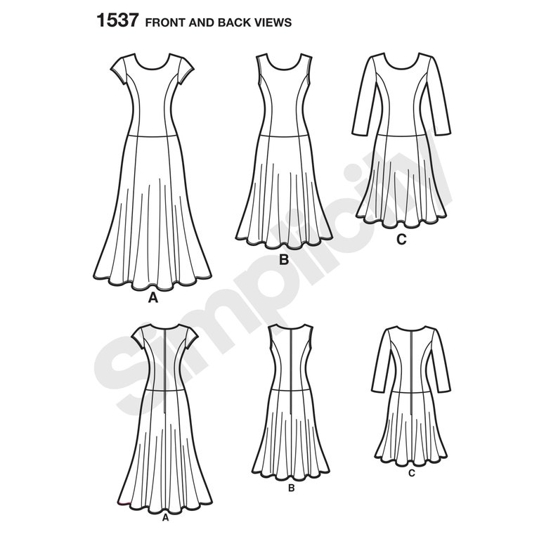 Misses and Plus Size Amazing Fit Dress Simplicity Sewing Pattern 1537 ...
