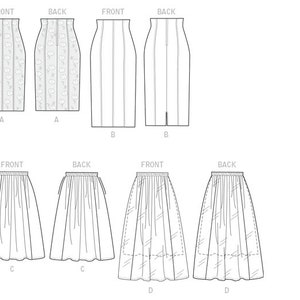 Misses Raised-waist or Elastic-waist Skirts Butterick Sewing Pattern ...