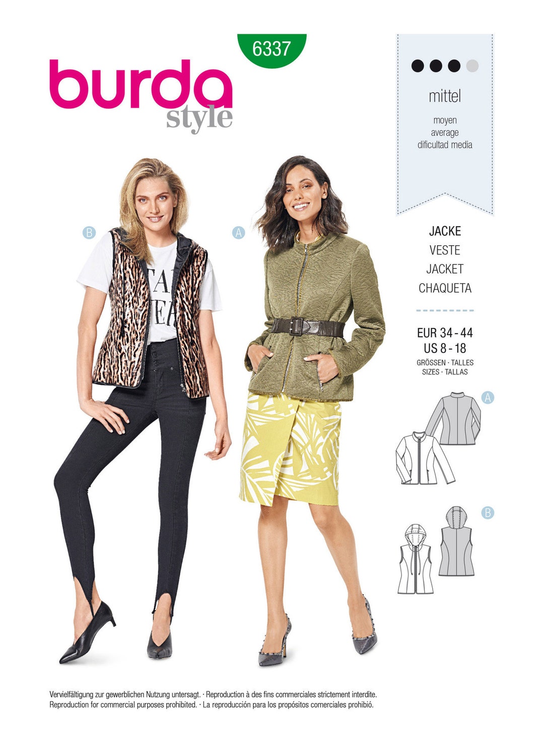 Misses' Quilted Jacket Burda Style Sewing Pattern 6337 Uncut, FF - Etsy