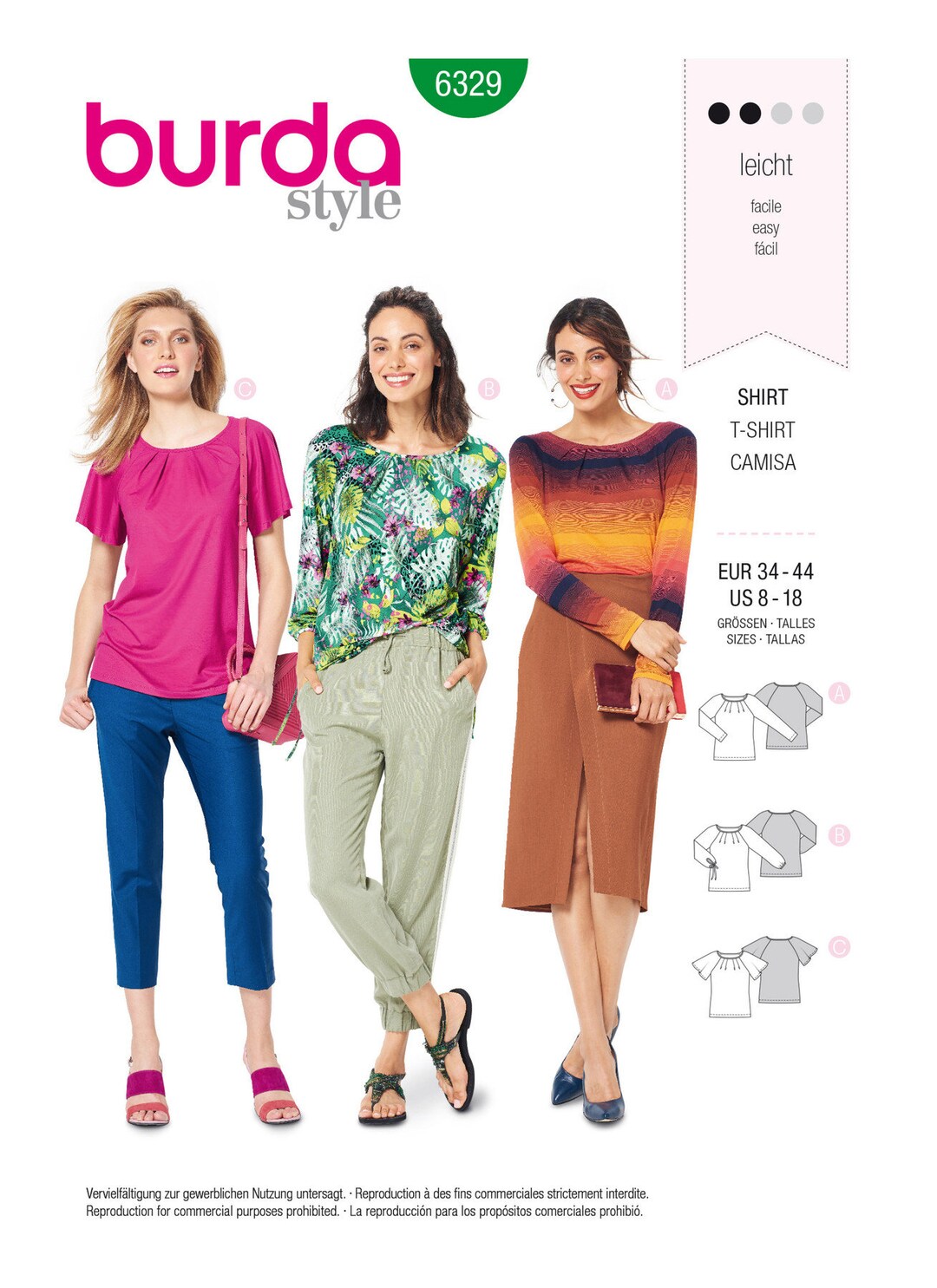Misses' Raglan Top Burda Style Sewing Pattern 6329 Uncut, FF - Etsy