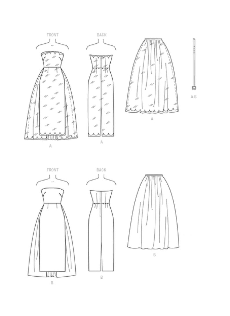 Misses' Strapless Dress, Detachable Train & Belt Simplicity Sewing ...