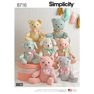 Stuffed Animals Simplicity Sewing Pattern 8716 Uncut, FF - Etsy