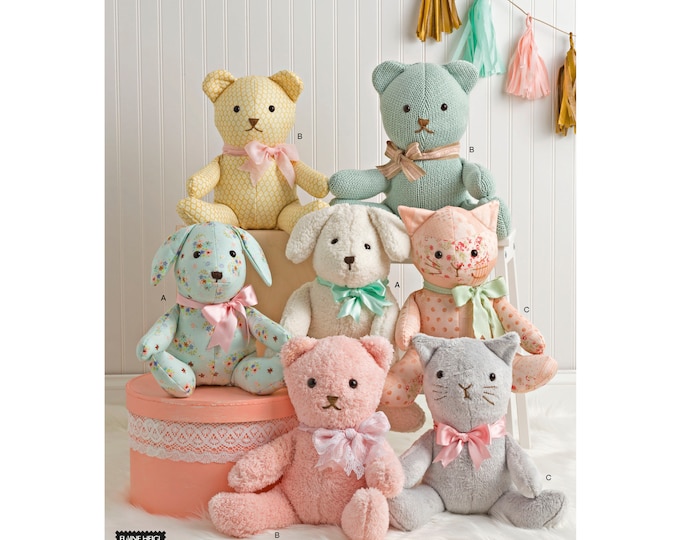 Two-pattern Piece Stuffed Animals Simplicity Sewing Pattern 8044 Uncut ...