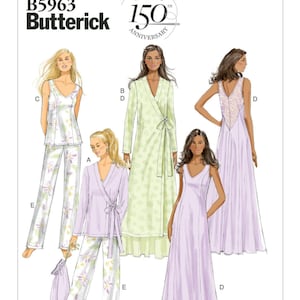 Misses Side-tie Robe, Top, Gown, Pants and Drawstring Bag Butterick ...