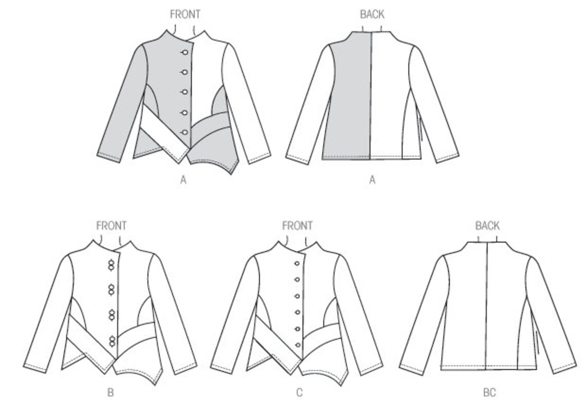Misses Asymmetrical Patchwork Jackets Butterick Sewing Pattern B6106 ...