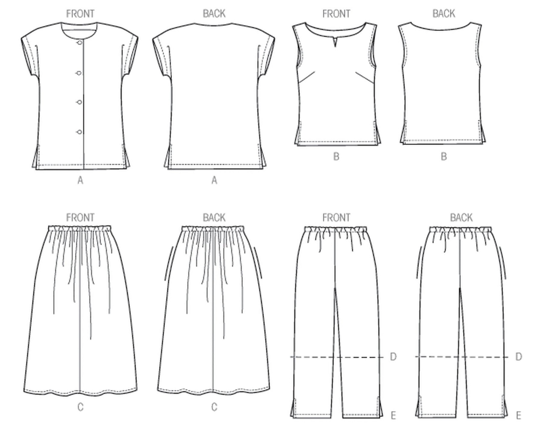 Women's Side Slit Shirt, Top, Skirt & Pants Mccall's Sewing Pattern ...