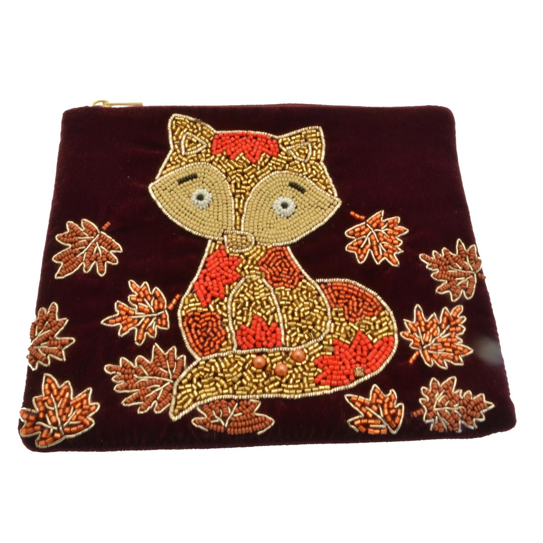 Purple, Red & Orange Velvet Fox Pouch - Large - Etsy
