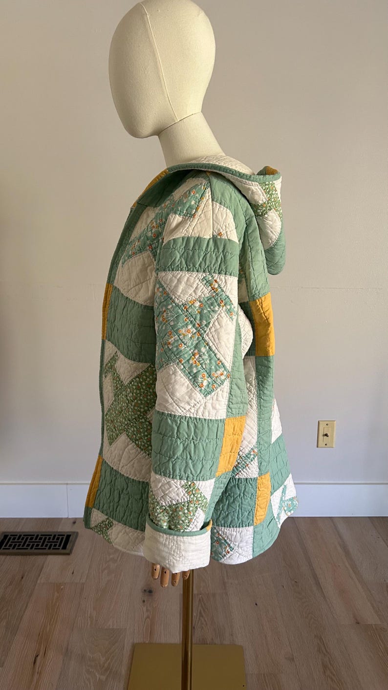 Vintage Quilt Hooded Jacket - Cottage Coat - Etsy