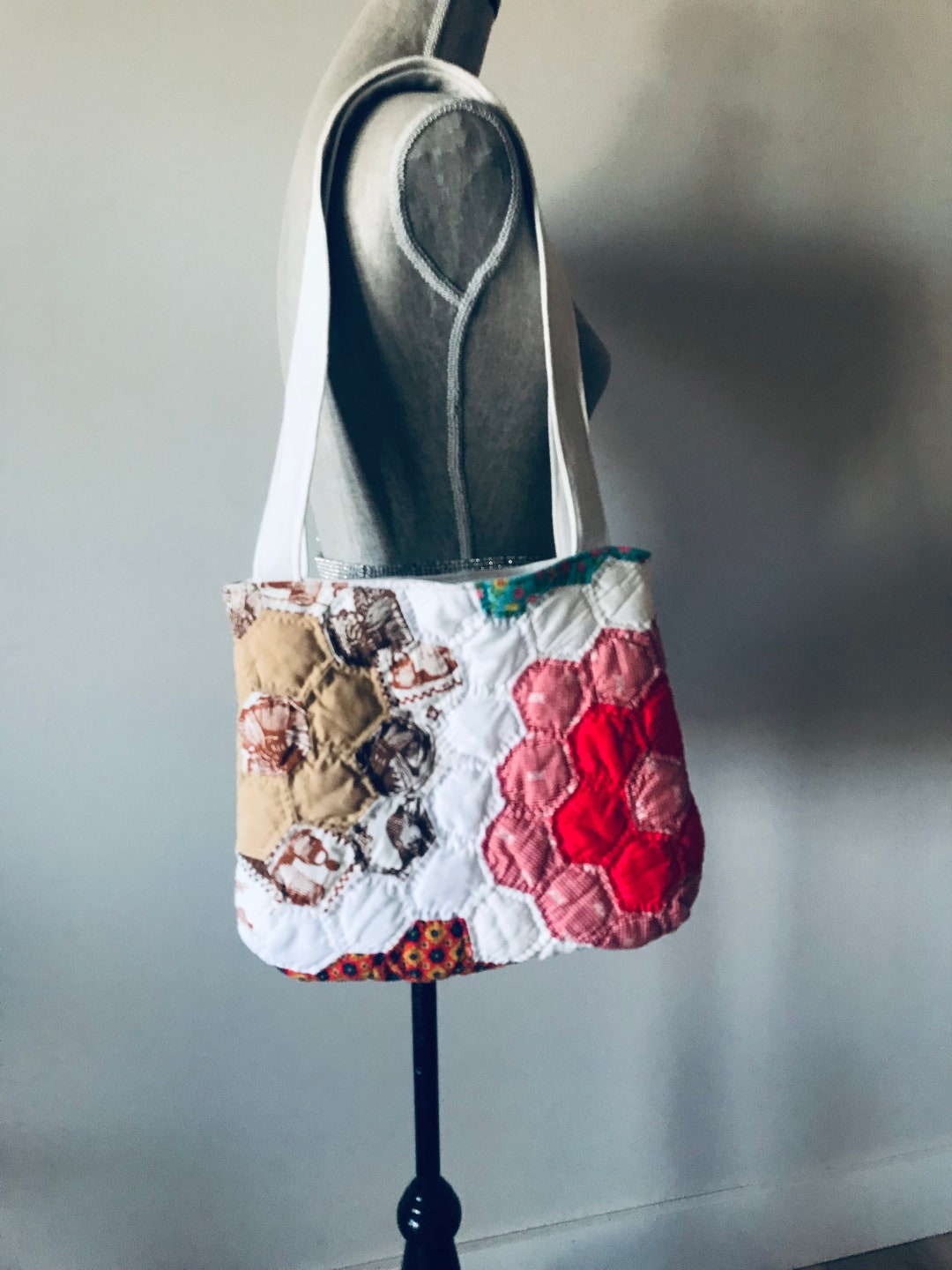 Vintage Quilt Bag - Boho Tote Bag - Quilted Purse Bag - Vintage Quilt ...