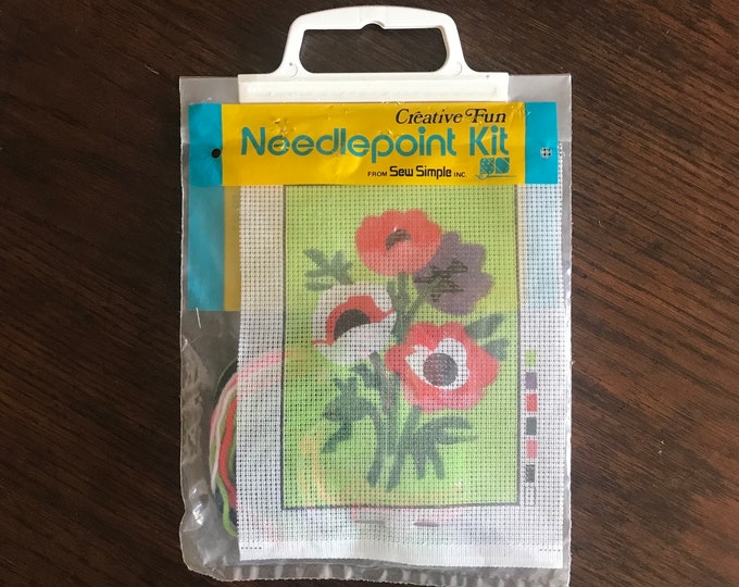 Vintage Sew Simple Kit Floral Needlepoint Kit New Old Stock Needlepoint ...