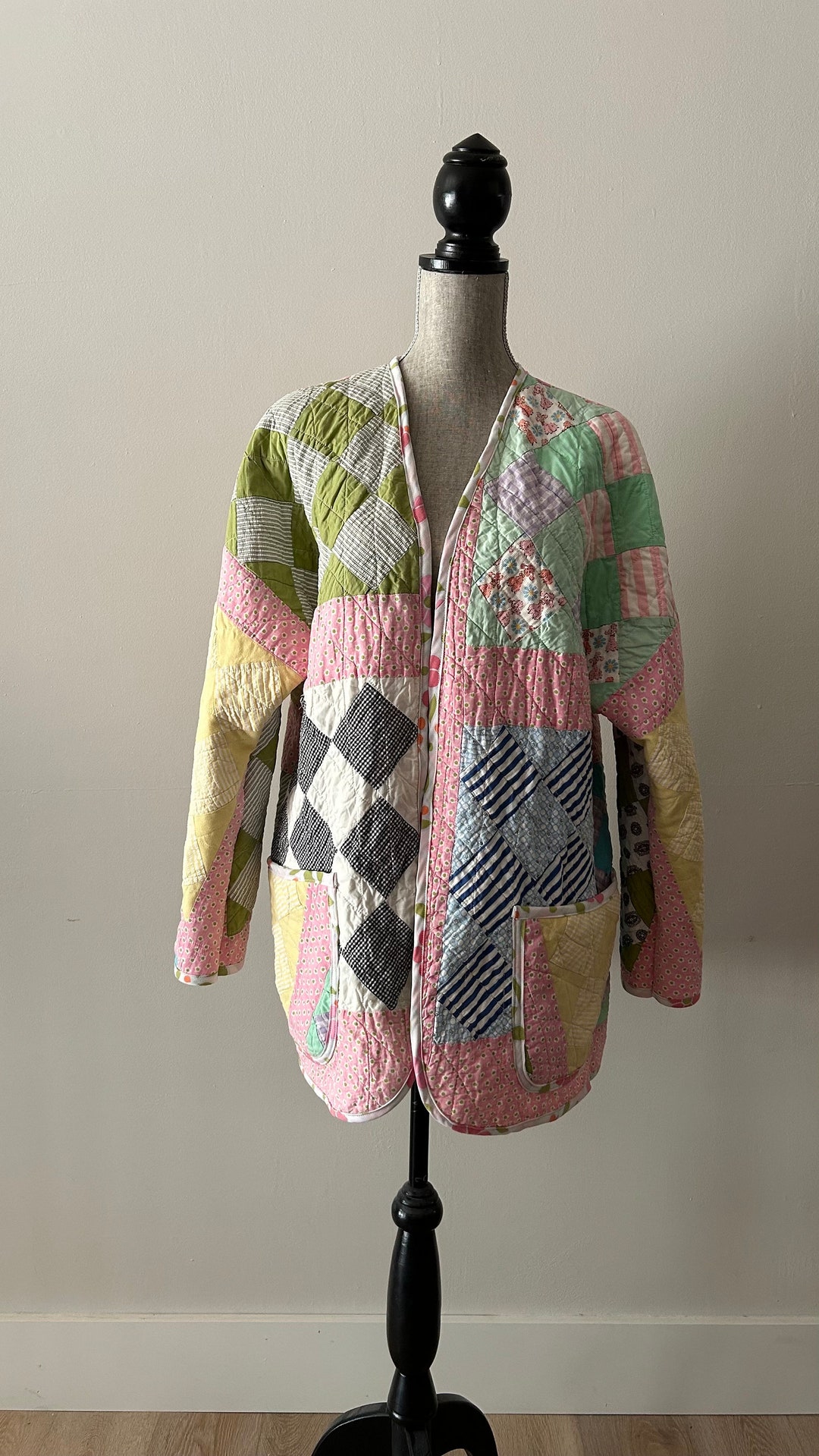 Quilted Jacket - Vintage Quilt Jacket - Patchwork Quilt Jacket - Quilt ...