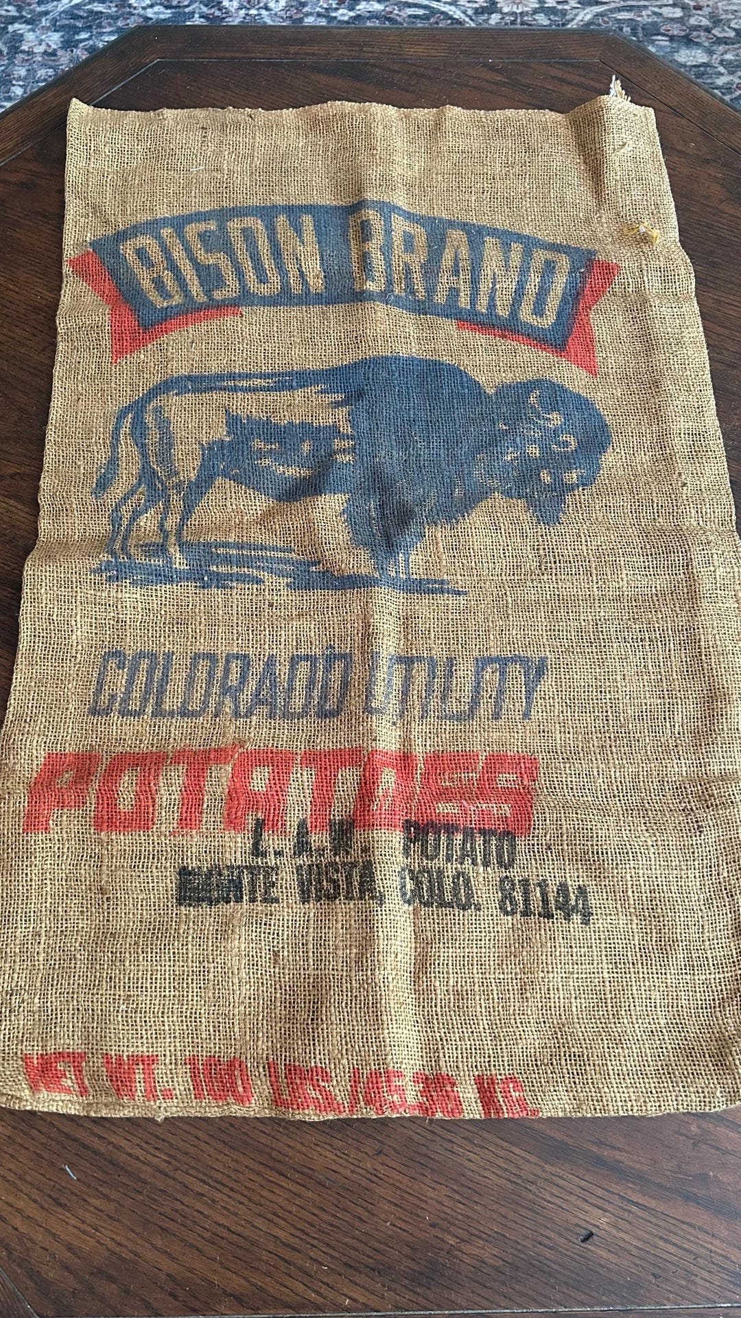 Vintage Bison Brand Potato Sack - Vintage Burlap Sack - Vintage Potato ...