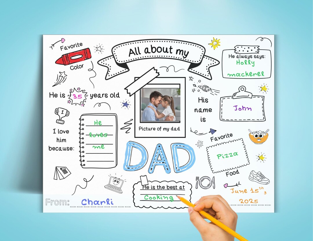 All About My Dad Printable, Fathers Day Activity, Dad Gift From Kids ...