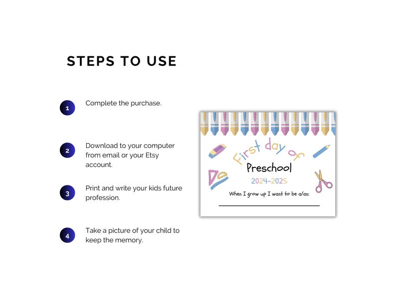 First Day of Preschool Sign, Instant Digital Download, Printable First ...