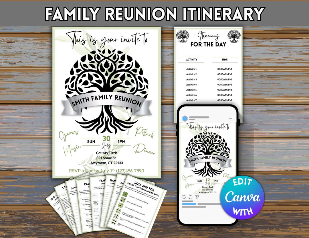 Family Reunion Itinerary Template- Digital and Printable Invitation ...