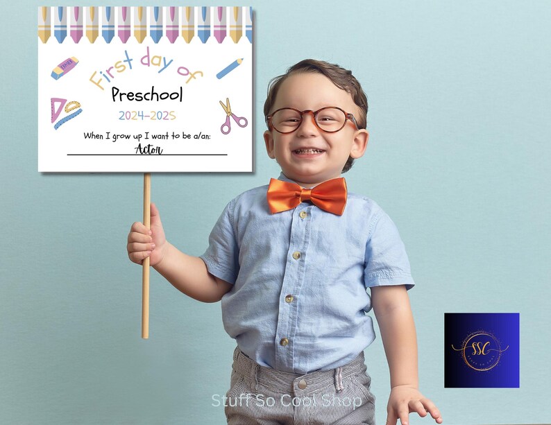 First Day of Preschool Sign, Instant Digital Download, Printable First ...