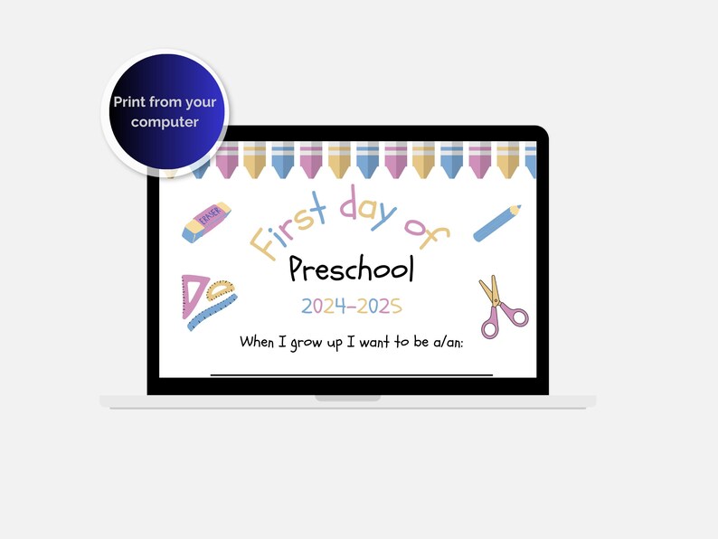 First Day of Preschool Sign, Instant Digital Download, Printable First ...
