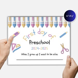 First Day of Preschool Sign, Instant Digital Download, Printable First ...