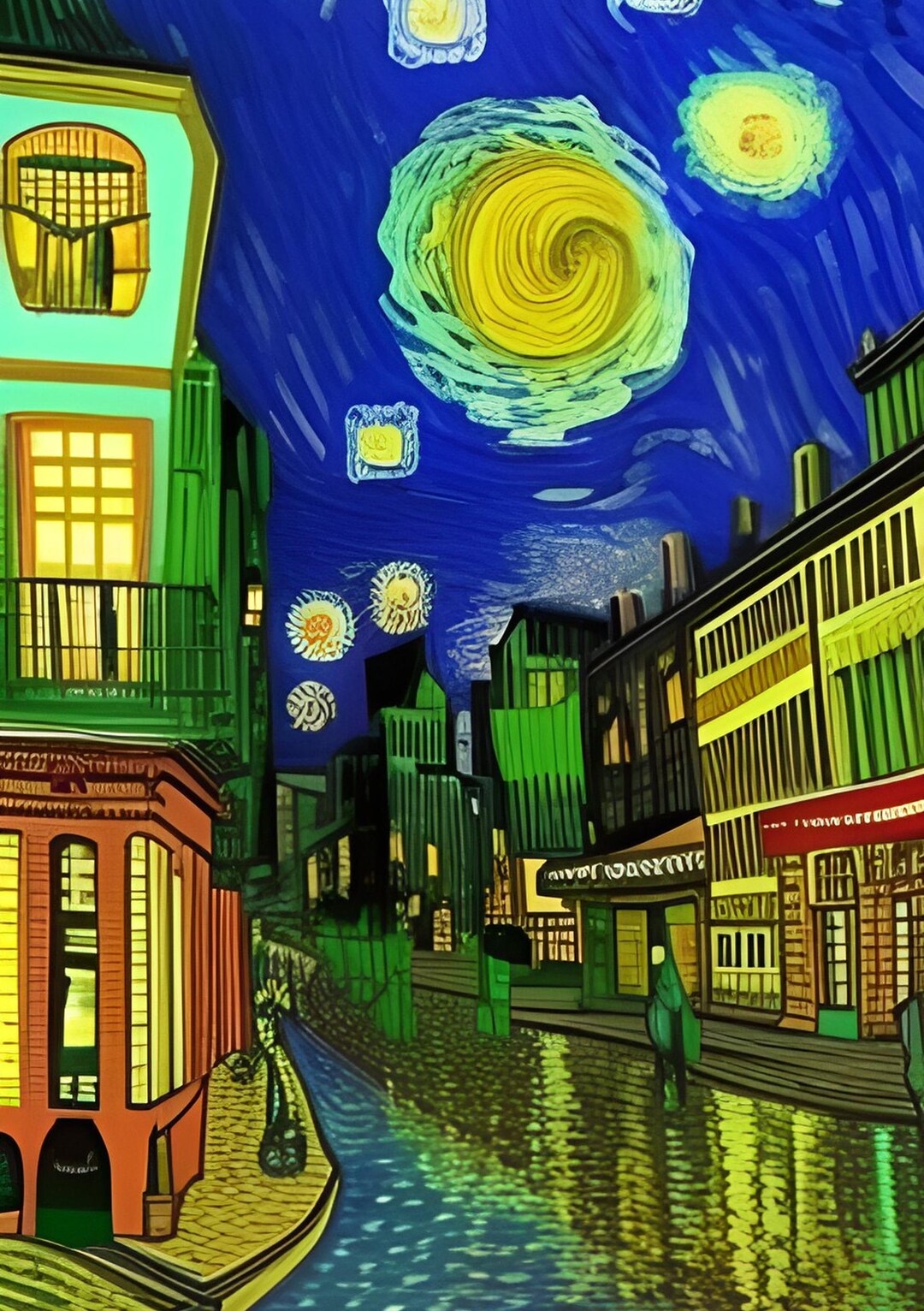 Starry Night Venice Cityscape Van Gogh Vintage Classical Painting Wall ...